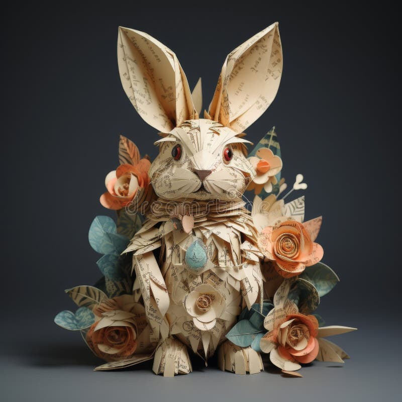 Vintage Paper Rabbit Art Handmade Decor Stock Illustration ...