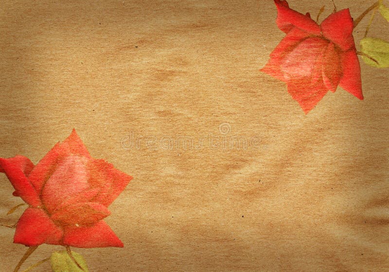 Vintage Paper with Red Roses Stock Illustration - Illustration of dried ...