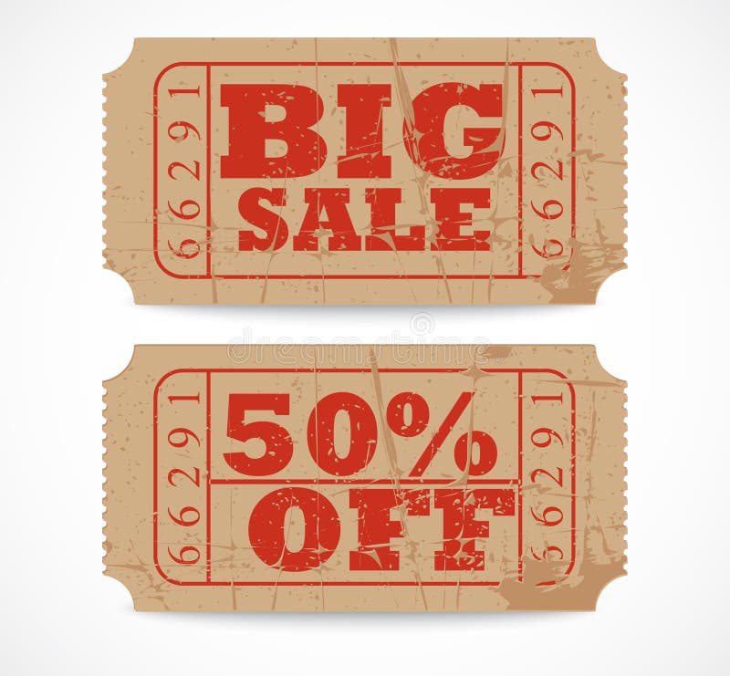 Vintage Paper Sale Ticket Design Stock Vector - Illustration of concept ...