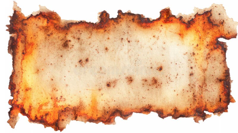 Vintage Paper Sheet Burnt Around the Border with Detailed Ember Texture ...