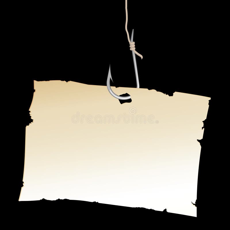 Vintage Paper Sheet on Fishing Hook. Stock Vector - Illustration of ...