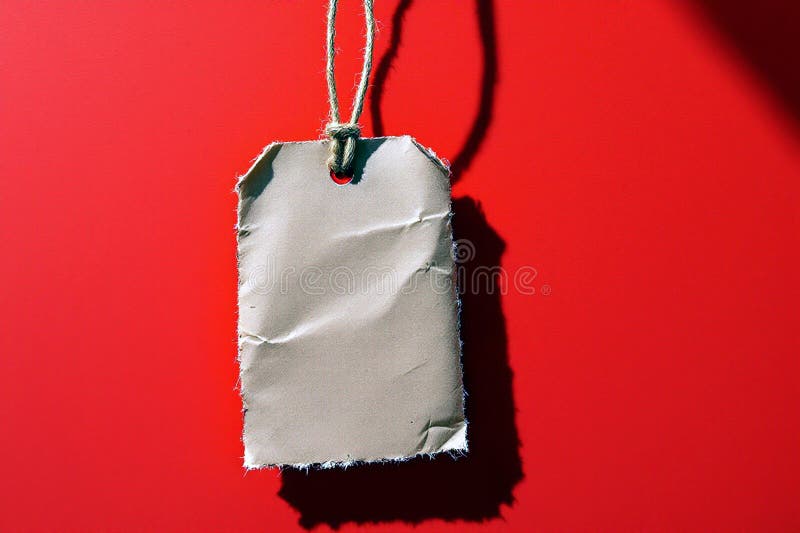 Vintage Paper Tag on Red Background with Shadow – Generated by AI Stock ...