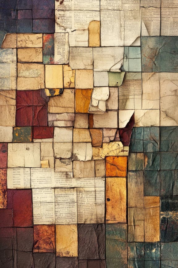 Vintage Paper Tile Collage Texture Stock Illustration - Illustration of ...