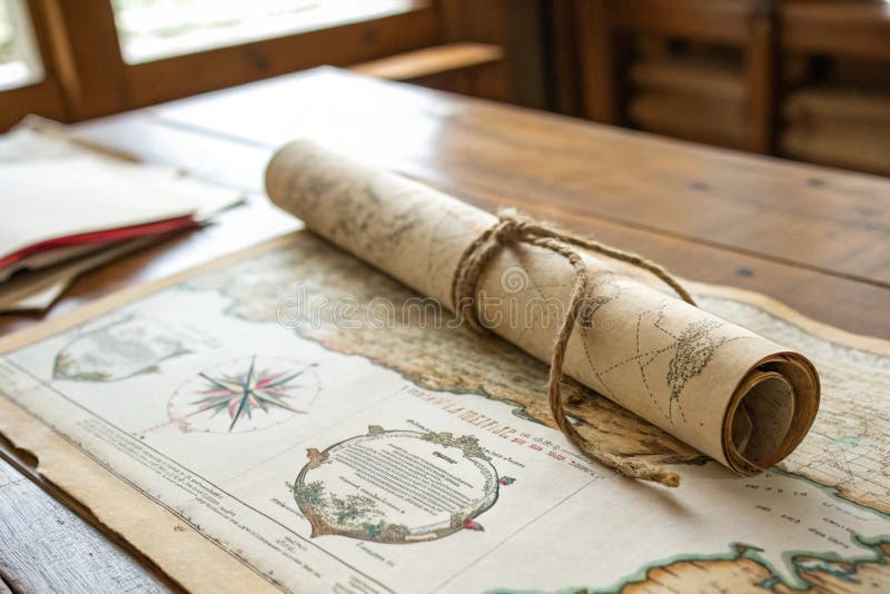 Vintage Parchment or Map on Wood Stock Illustration - Illustration of ...