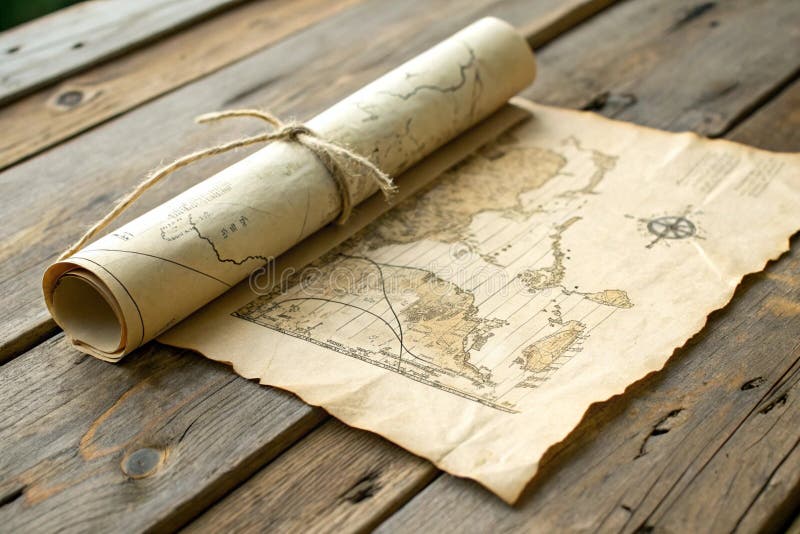 Vintage Parchment or Map on Wood Stock Illustration - Illustration of ...