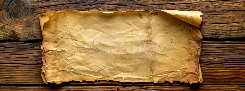Vintage Parchment Paper on Rustic Wooden Table Background Stock Image ...