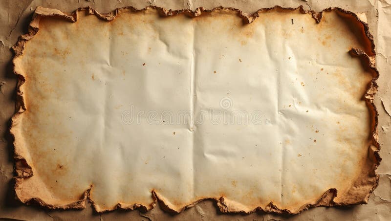 Vintage Parchment Scroll with Faded Writing Burnt Edges Stock ...