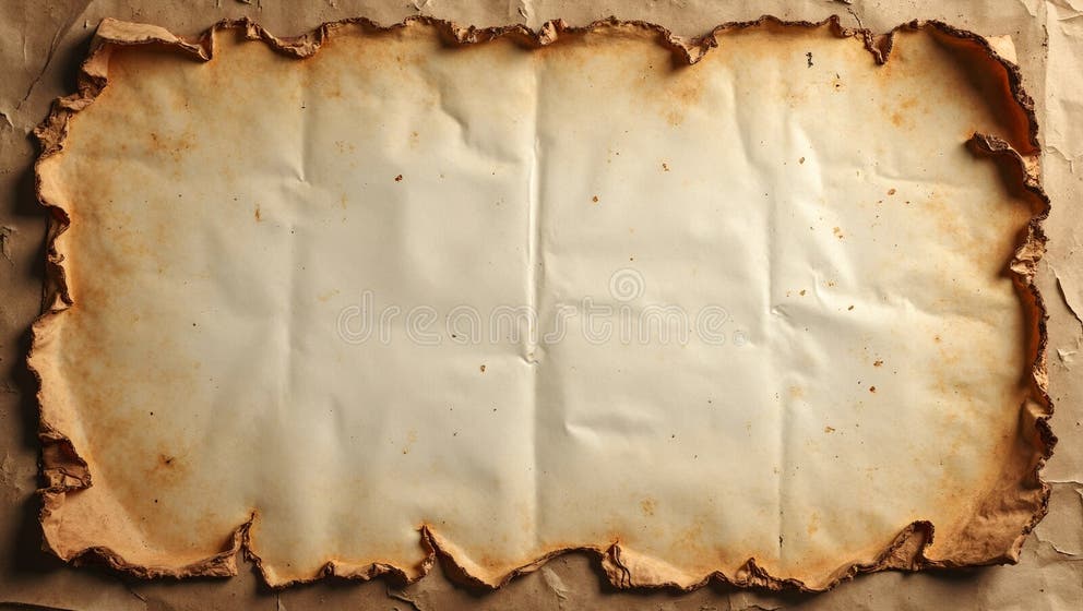 Vintage Parchment Scroll with Faded Writing Burnt Edges Stock ...