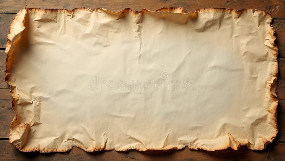 Vintage Parchment Scroll with Faded Writing Burnt Edges Stock ...