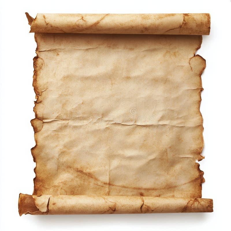 Vintage Parchment Scroll Isolated on White Background Stock ...