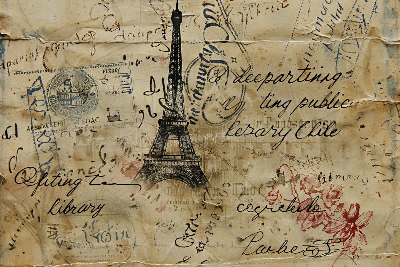 Vintage Paris Postcard stock illustration. Illustration of tower ...