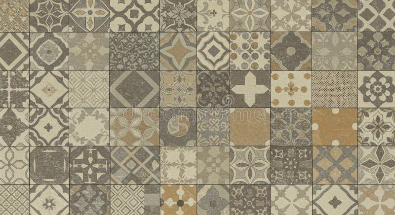 Vintage Patchwork Tile Design: a Collection of Neutral Tones and Ornate ...