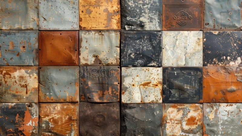 Vintage Patchwork Wall Texture in Shades of Brown and Gray with Rusty ...