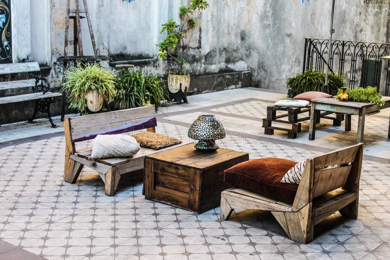 Vintage Patio Outdoor Modern Empty Natural Stock Photo - Image of home ...