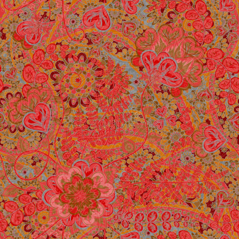 Vintage Pattern in Indian Batik Style. Floral Vector Background Stock ...