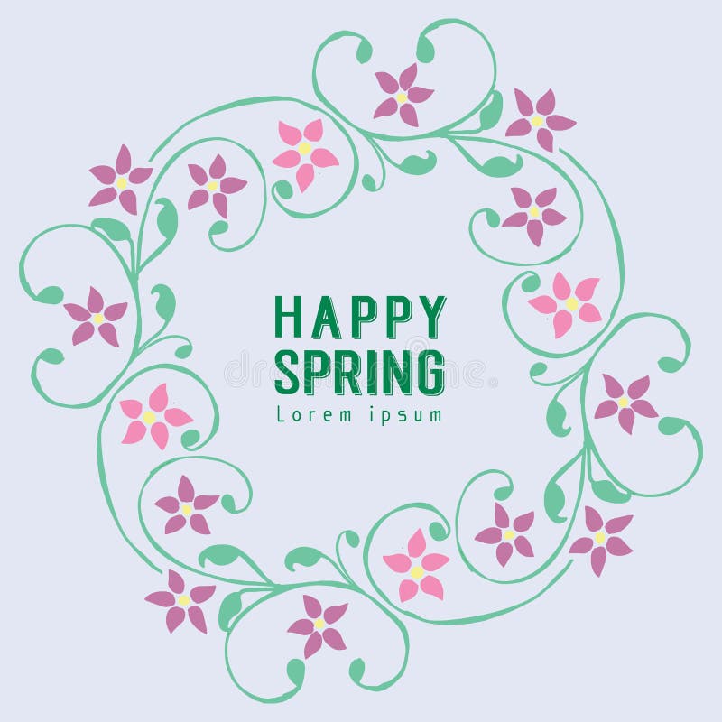 Vintage Pattern of Leaf and Floral Frame, for Happy Spring Greeting ...