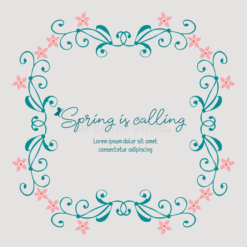 Vintage Pattern of Leaf and Floral Frame, for Spring Calling Greeting ...
