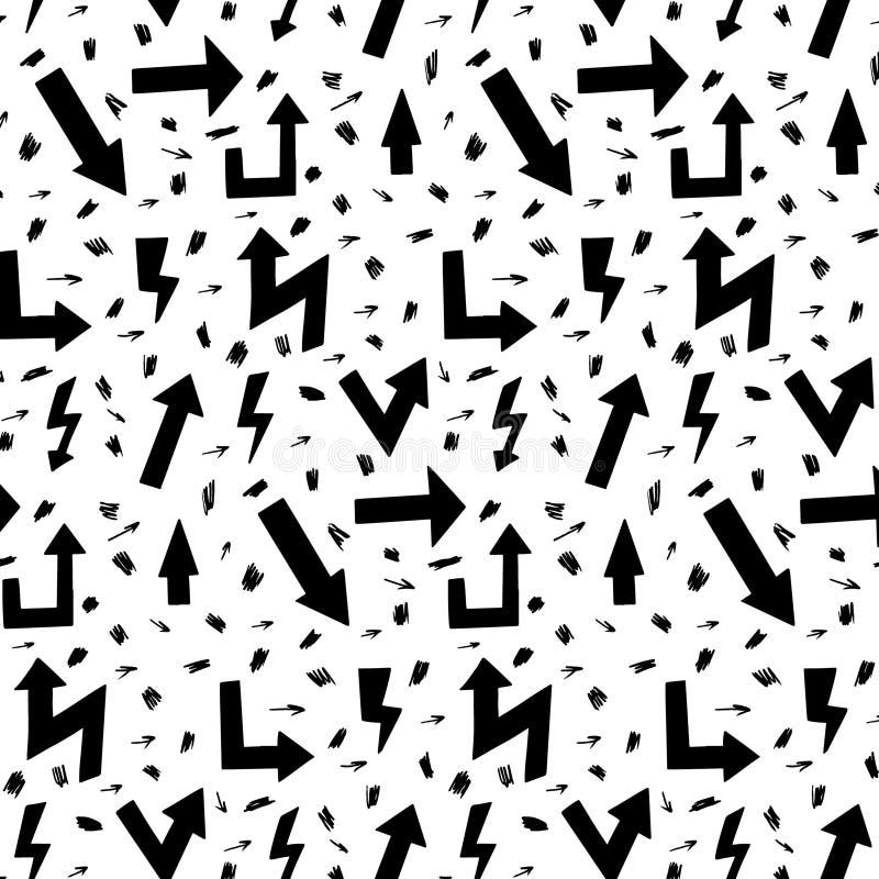 Vintage Pattern in 90s Style with Black Arrows Stock Vector ...