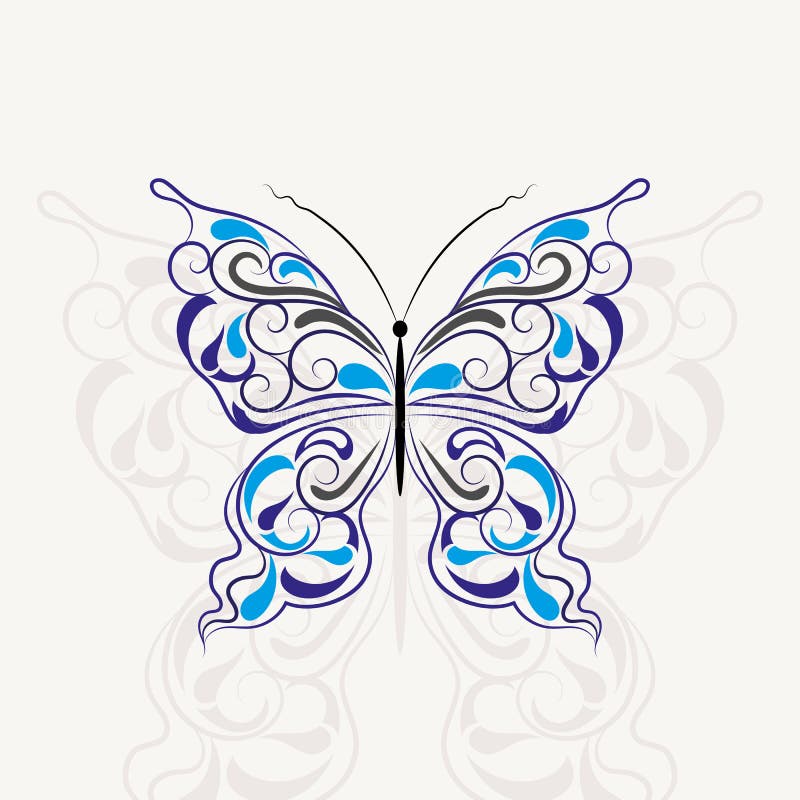 Vintage Pattern in Shape of a Butterfly Stock Vector - Illustration of ...