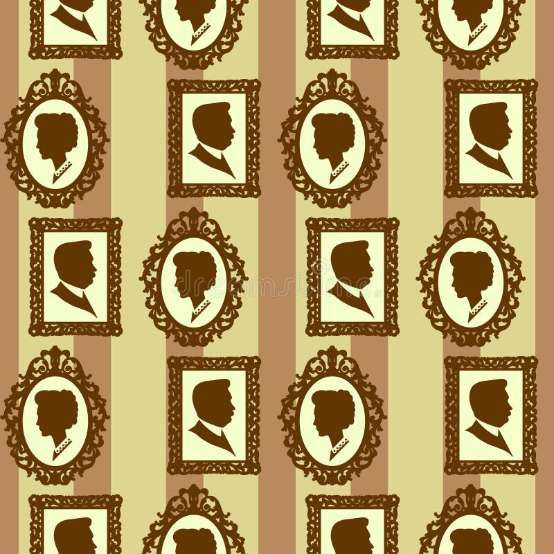 Vintage Pattern of Silhouettes for Print and Design.Vector Illustration ...