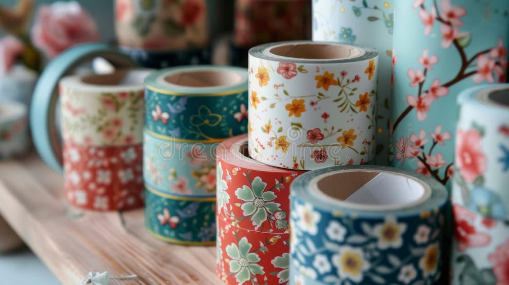 Vintage Patterned Adhesive Tape for Artistic Projects Stock ...