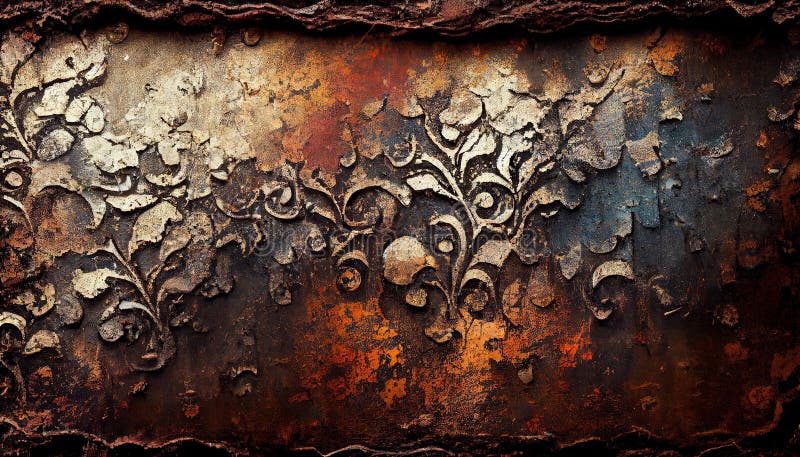 Vintage Patterns on Rusty Rusty Rustic Metal Surface Close-up. Stock ...