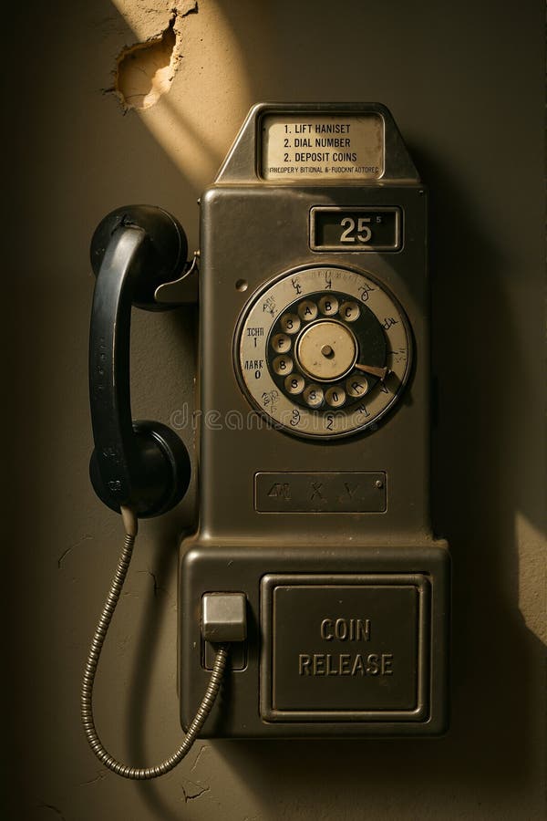 Vintage Payphone Mounted on Wall Stock Photo - Image of analog, mounted ...