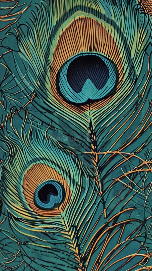Vintage Peacock Feather Pattern Wallpaper Stock Image - Image of ...