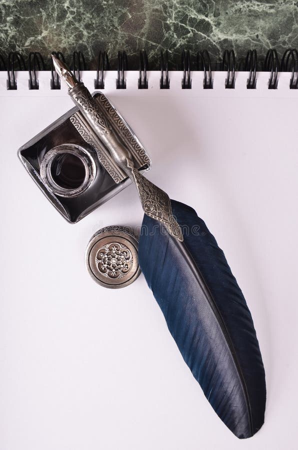 Vintage Pen and Blue Ink on the Paper Stock Photo - Image of paper ...