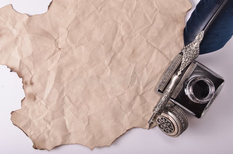 Vintage Pen and Blue Ink on the Paper Stock Photo - Image of vintage ...