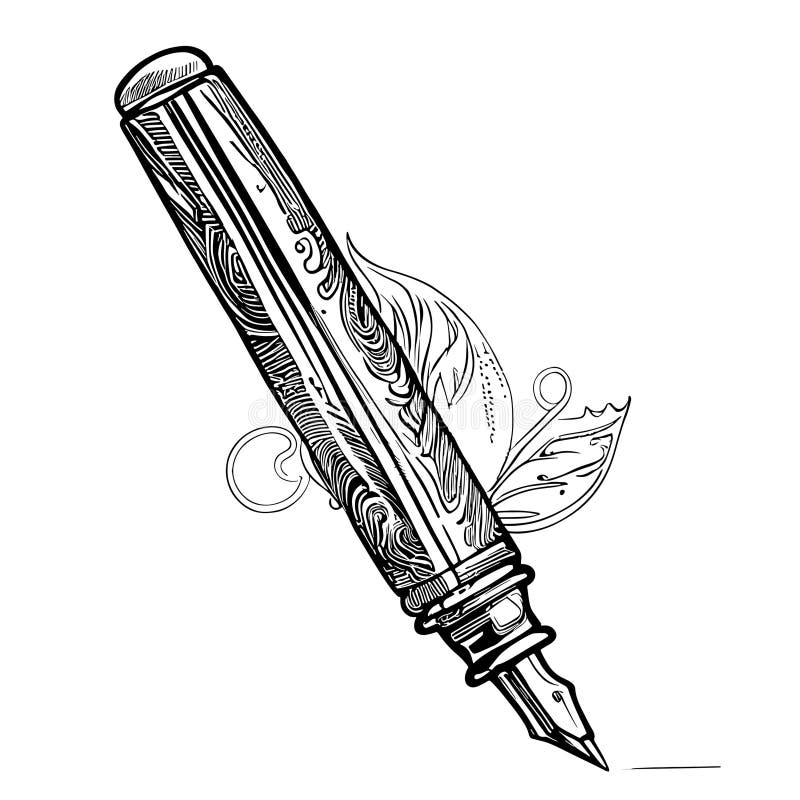 Vintage Pen Hand Drawn Sketch Vector Illustration Write Stock Vector ...