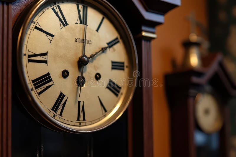 Vintage Pendulum Wall Clock Stock Illustration - Illustration of charm ...