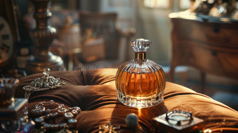 Vintage Perfume Bottle on Vanity Stock Image - Image of shiny, designer ...
