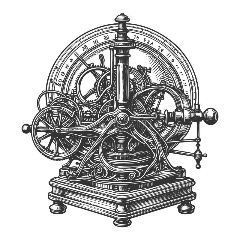 Vintage Perpetual Motion Machine Raster Stock Image - Image of ...