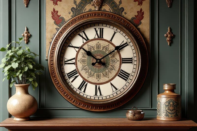 Vintage Persian Motif Wall Clock Stock Illustration - Illustration of ...