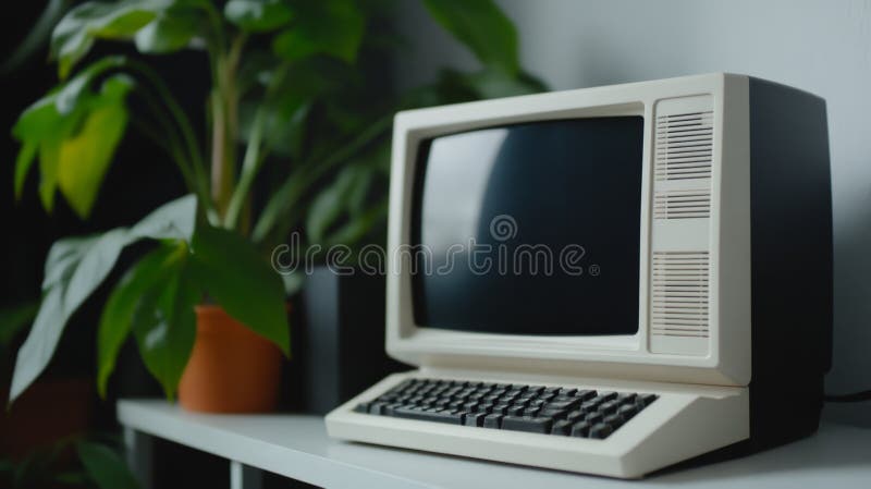 Vintage Personal Computer in a Modern Home Setting with Plants ...