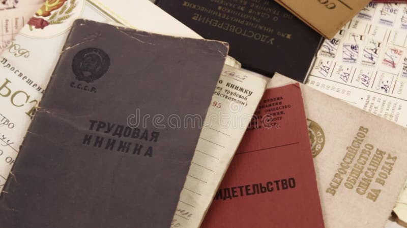 Vintage Personal Documents and Certificates in USSR Stock Video - Video ...