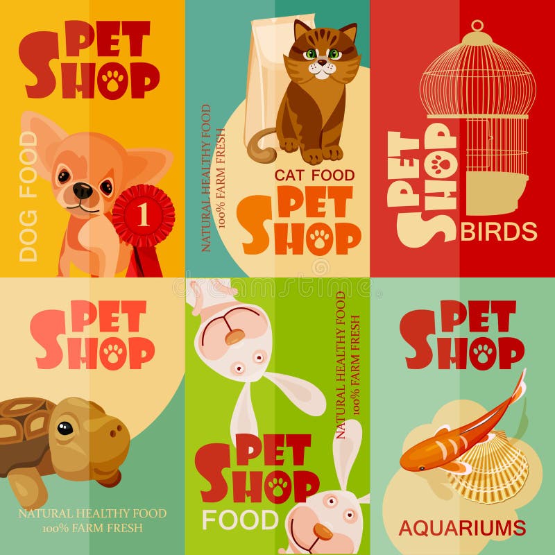 Vintage Pet Shop Poster Design. Stock Vector - Illustration of nature ...