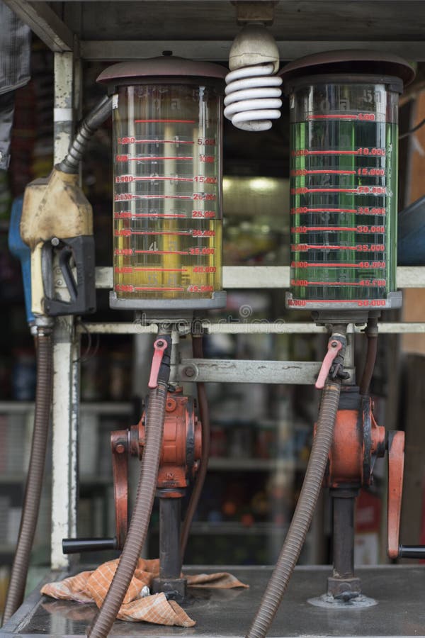 Vintage Petrol Pumps Seen in Asia Stock Photo - Image of energy ...