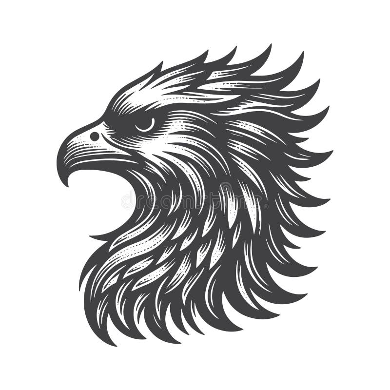 Vintage Phoenix Head Side View Mythical Engraved Vector for Apparel ...