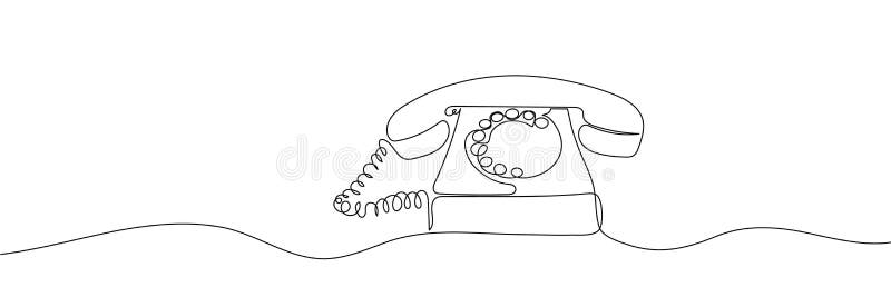 Vintage Phone with Continuous One Line Drawing. Minimalism in Retro ...