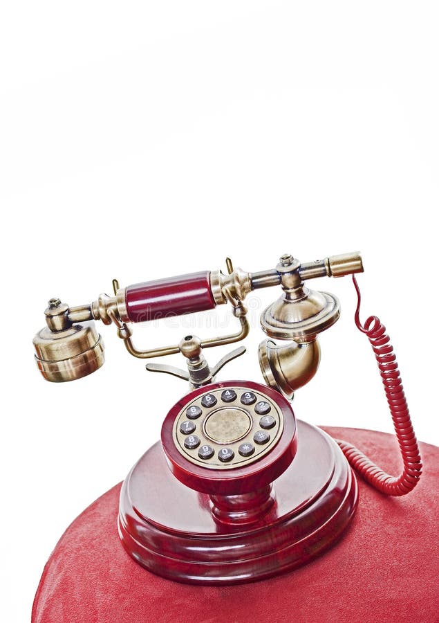 Red Vintage Phone Set on White Background Stock Photo - Image of ...