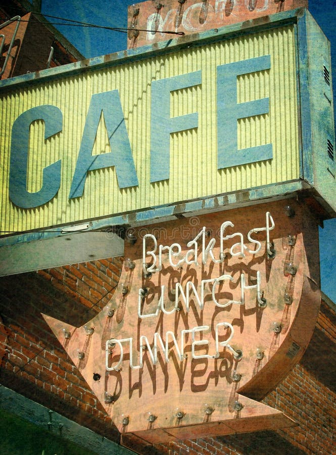 Vintage photo of cafe sign stock photo. Image of diner - 27003796