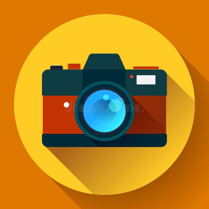 Vintage Photo Camera Icon with Long Shadow. Flat Design Style. Stock ...