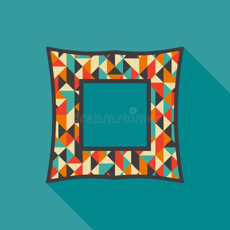 Vintage Photo Frame with Colorful Triangles and Rhombuses. Stock Vector ...