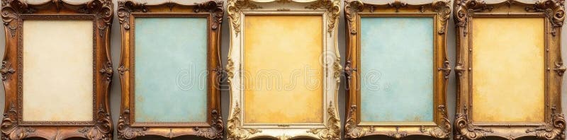 Vintage Photo Frames Collage, Diverse Styles Sizes, Camera, Brown Stock ...