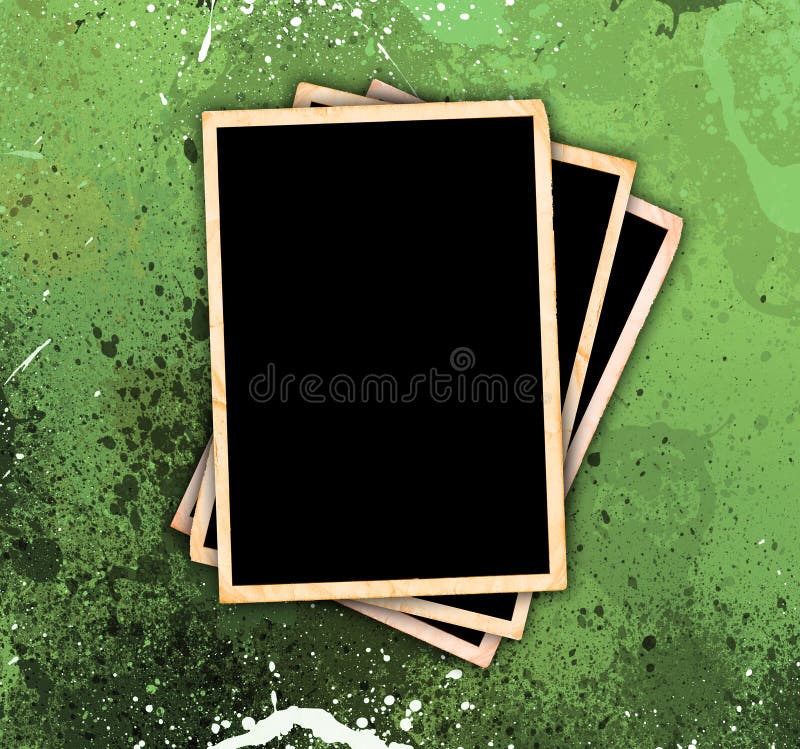 Vintage Photo Frames on Grunge Style Background Stock Illustration ...