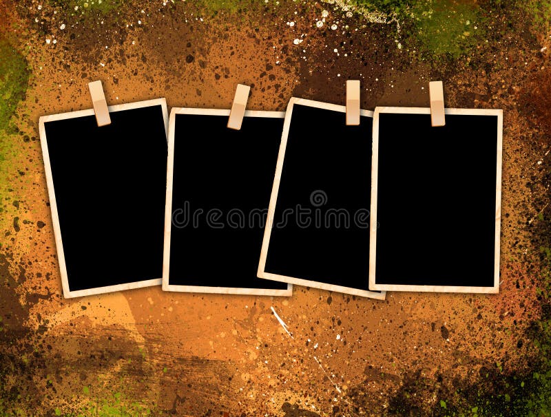 Vintage Photo Frames on Grunge Style Background Stock Illustration ...
