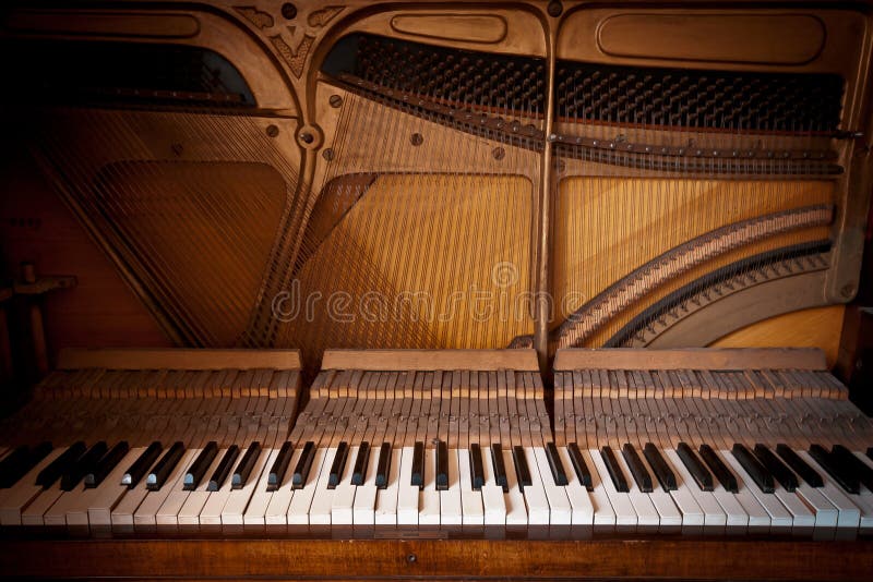 Vintage Old Piano and Sheet with Music Notes Stock Photo - Image of ...