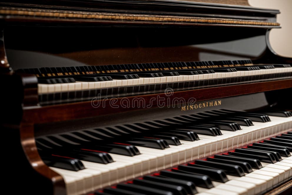 A Vintage Piano with Keys Made of Moonlight and Shadow Stock ...